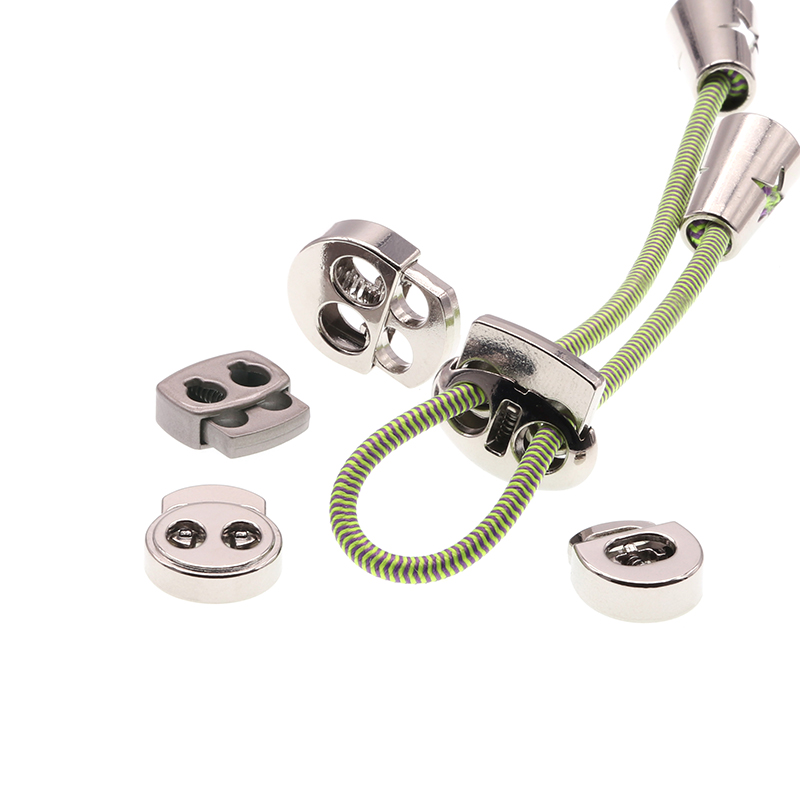Metal button small spring loaded elastic bungee string cord slide lock ...