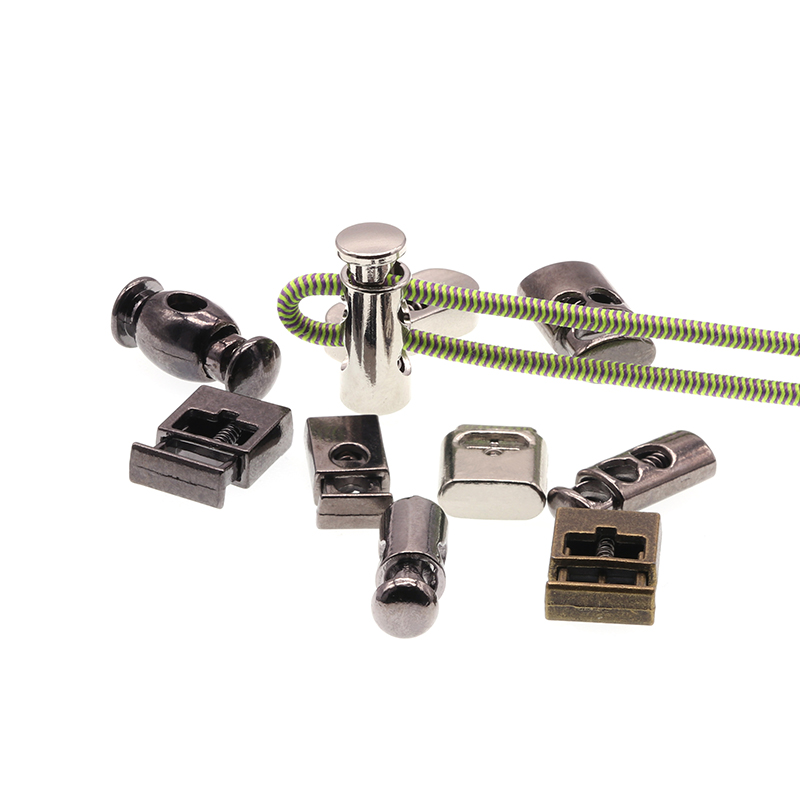 Metal button small spring loaded elastic bungee string cord slide lock ...